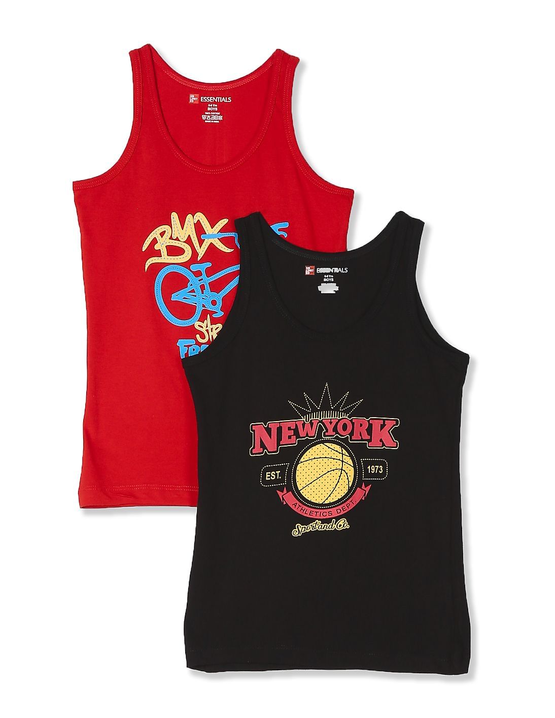 Buy Boys Assorted Boys Printed Vest - Pack Of 2 online at NNNOW.com